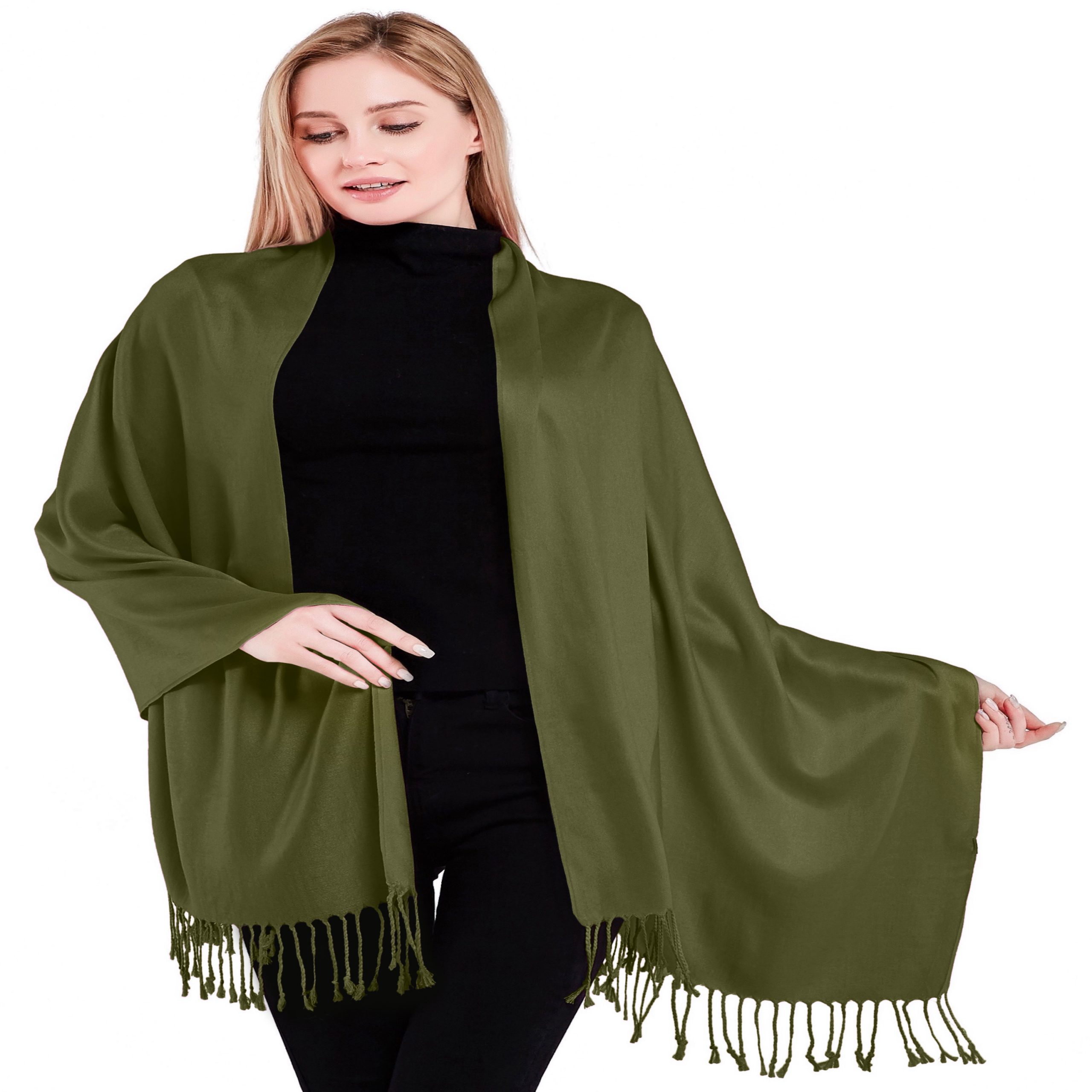 Avocado Green Solid Colour Design Shawl Pashmina Scarf Wrap CJ Apparel ...