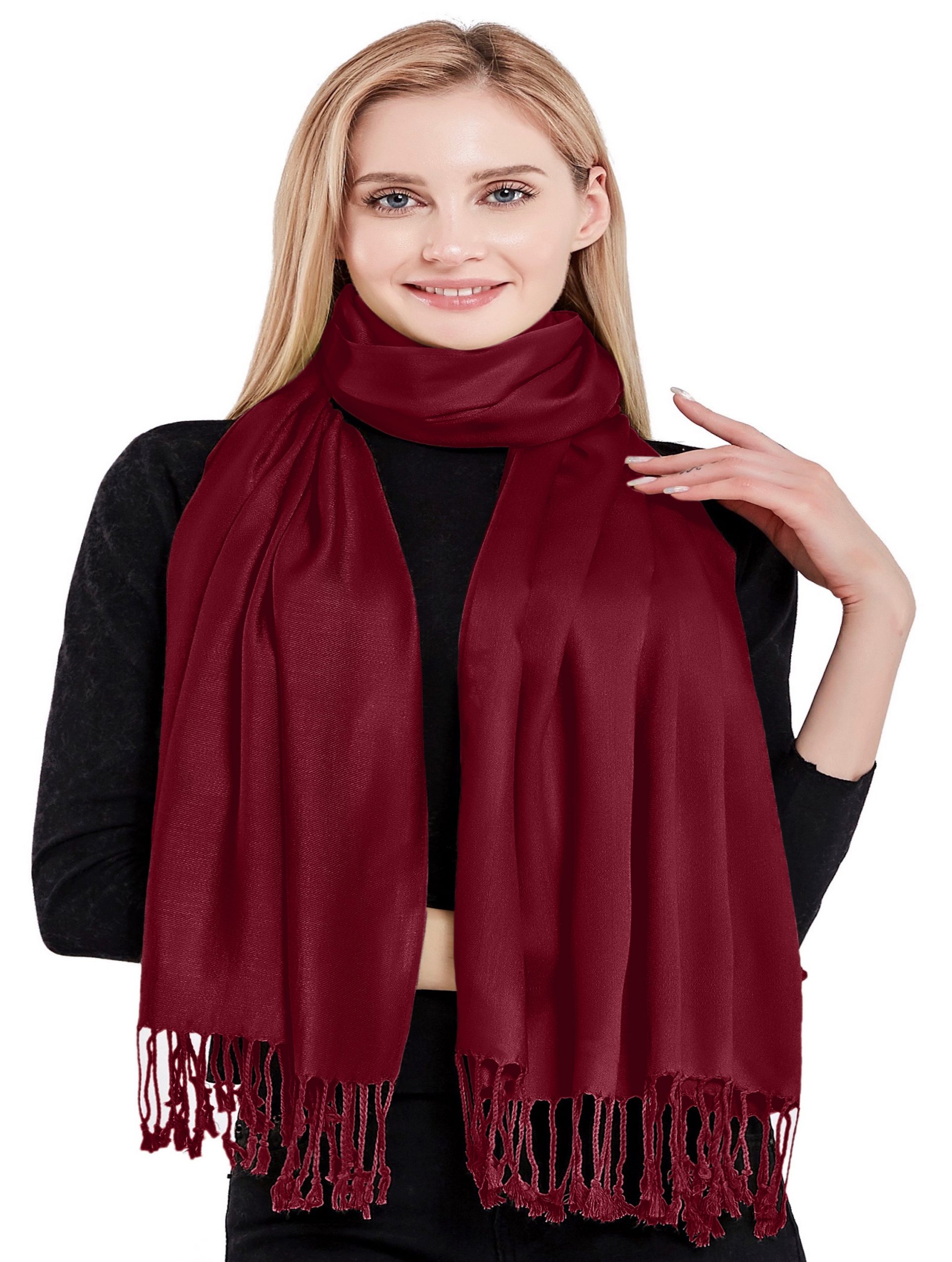Maroon Burgundy 100% Cashmere Shawl Pashmina Scarf Wrap Stole Hand Made ...